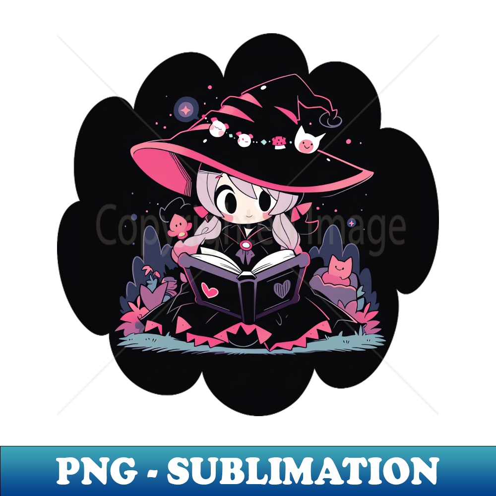 Baby Witch Cancer Zodiac Sign Reading Spell Book Chibi Style | Inspire ...