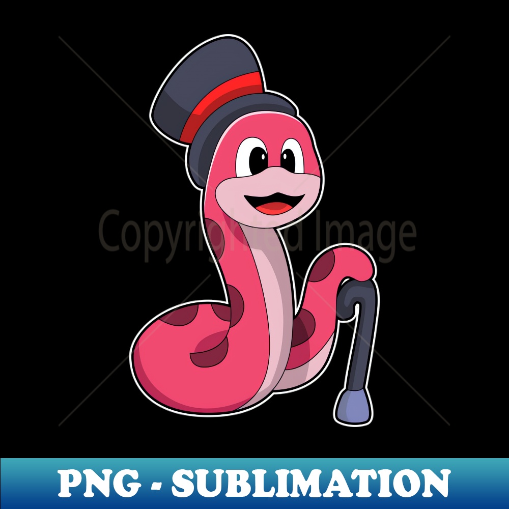 Snake as Gentleman with Hat Walking stick - Premium PNG Sub | Inspire ...