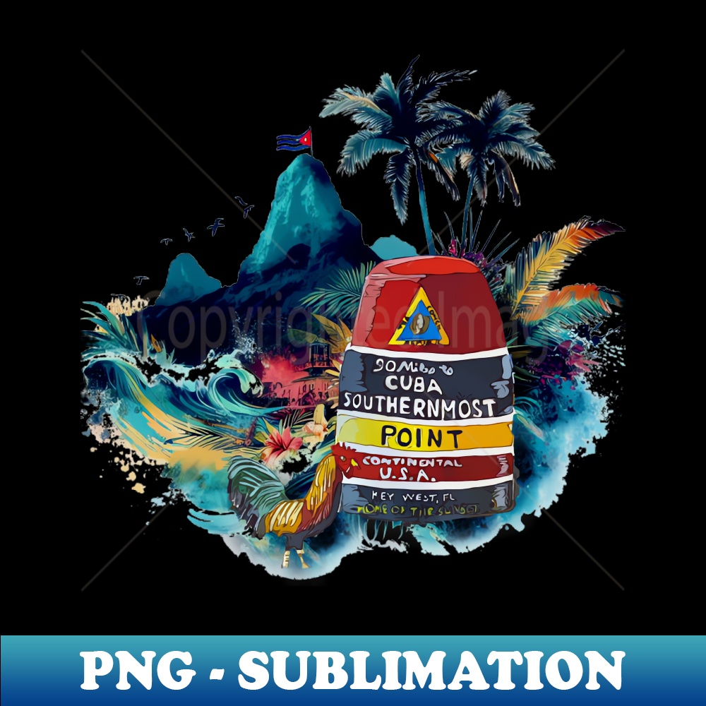 Key West Southernmost Point Marker with Cuban background - W | Inspire ...