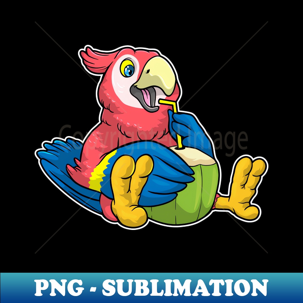 Parrot with Coconut Drinking straw - Signature Sublimation | Inspire Uplift