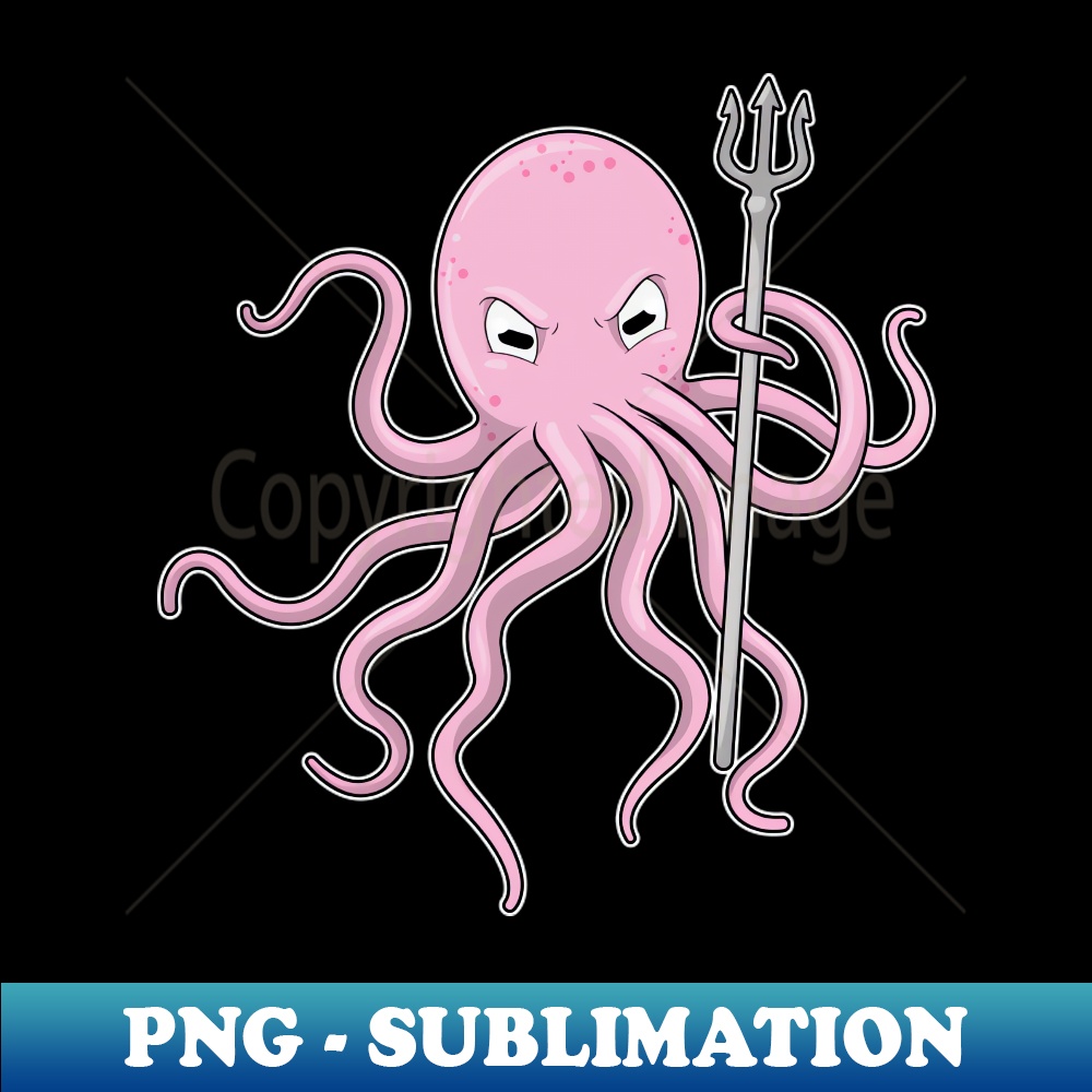 Octopus as Wizard with Trident - Instant PNG Sublimation Dow - Inspire ...