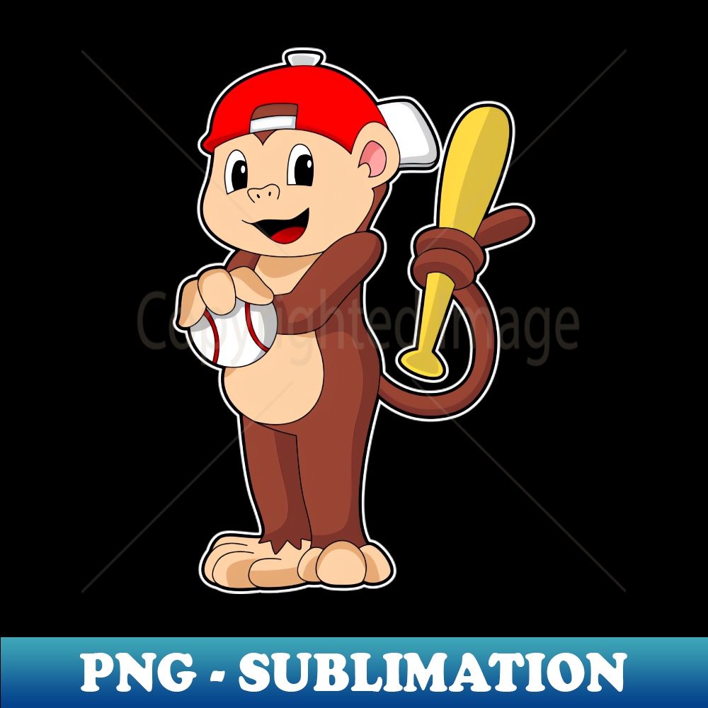 Monkey at Baseball with Baseball bat - High-Quality PNG Subl | Inspire ...