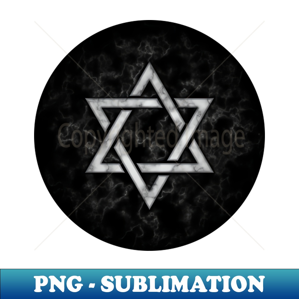 White Hexagram on Black Marble - PNG Transparent Sublimation | Inspire ...