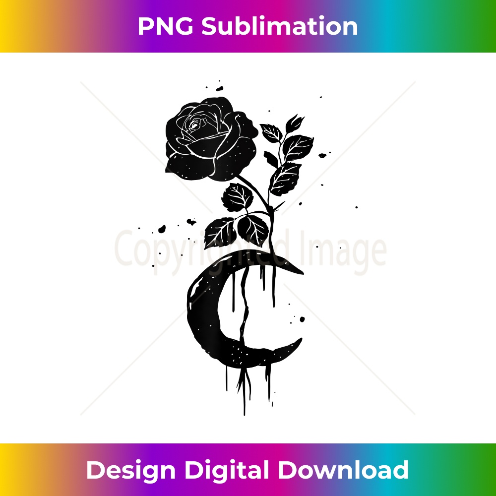 Beautiful Moon Rose Drawing Tattoo Art Graphic Design Women | Inspire ...