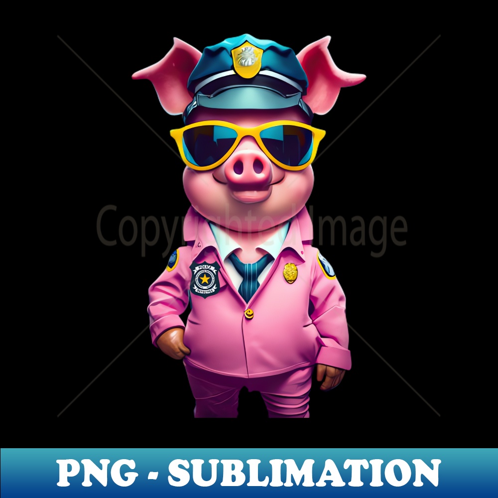 Cartoon Pig Police Man With Sunglasses - PNG Transparent Sub | Inspire ...