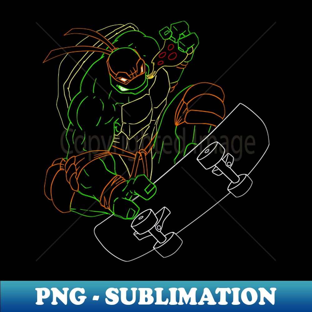 Neon 90s Ninja Turtle Michelangelo - Instant PNG Sublimation | Inspire ...