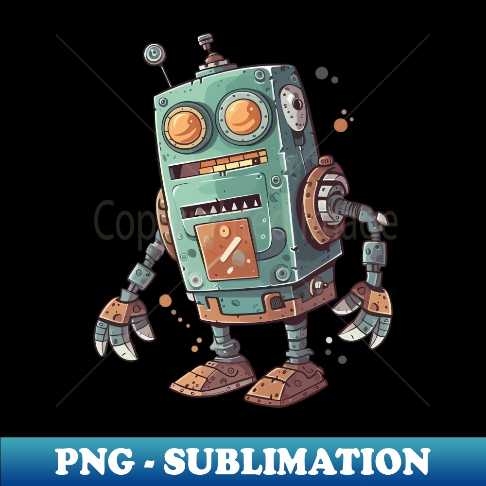 Robot Silly Cartoon Green And Brown Robot Illustration - Ins | Inspire ...