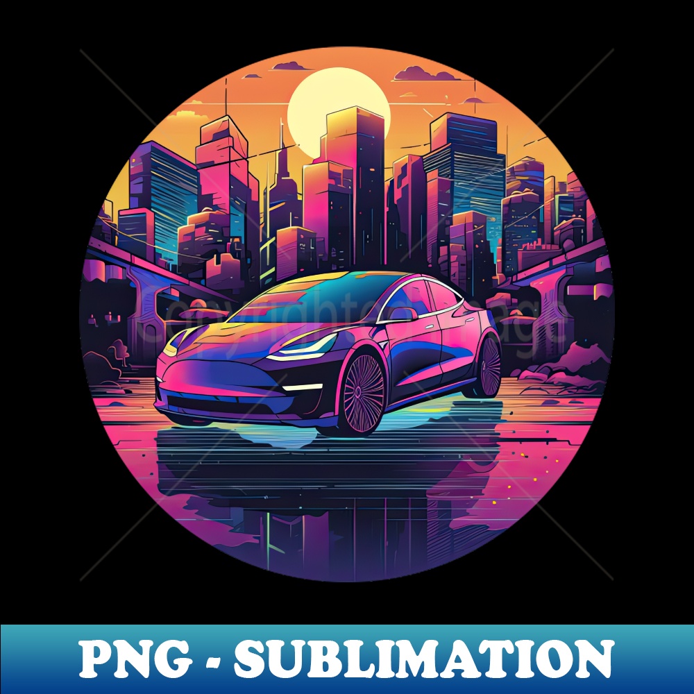 Tesla Model 3 inspired car in front of a vibrant and colorfu | Inspire ...