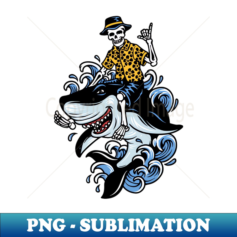 Shaka Sign Skelton Riding Shark - Modern Sublimation PNG Fil | Inspire ...