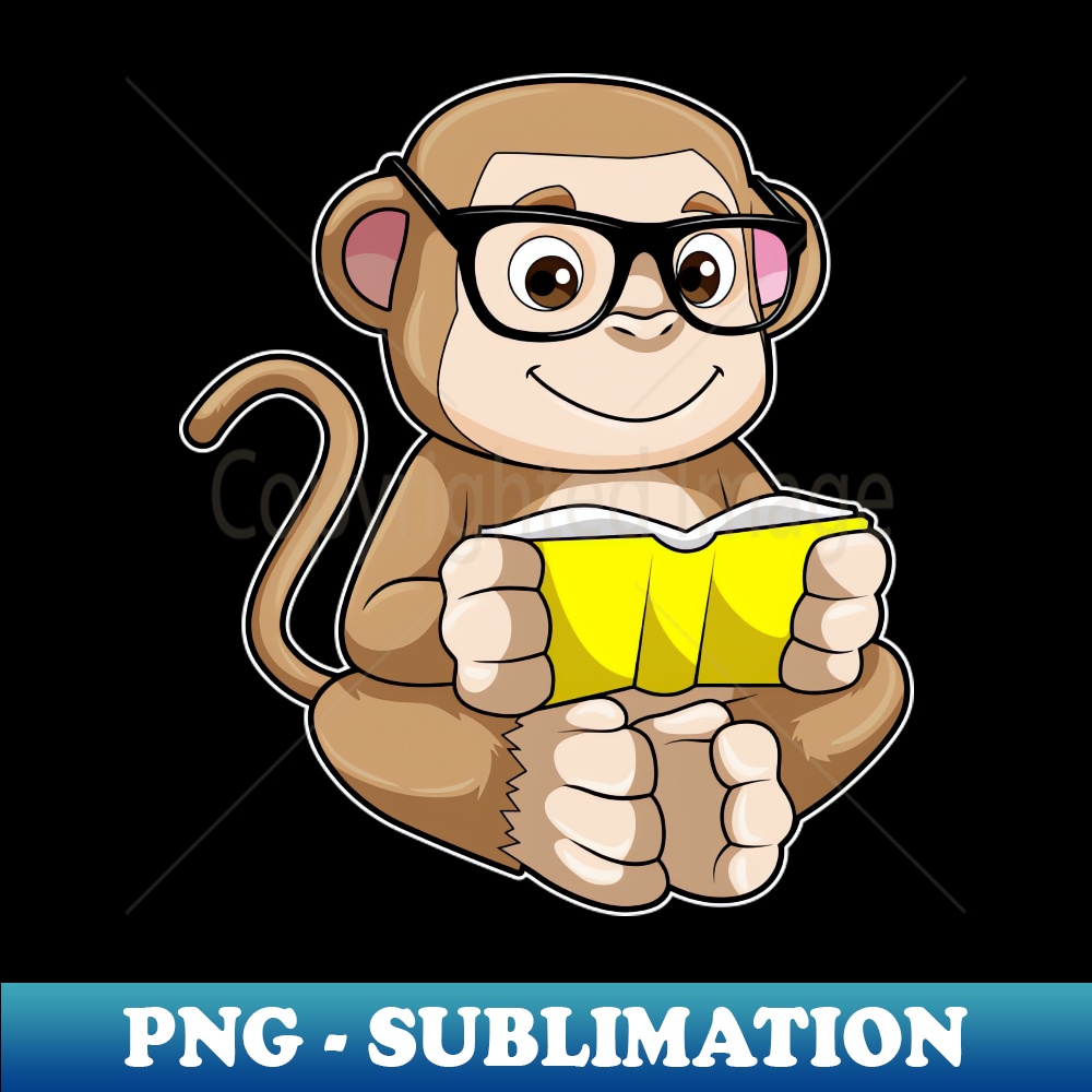 Monkey as Student with Glasses Book - Modern Sublimation PN | Inspire ...