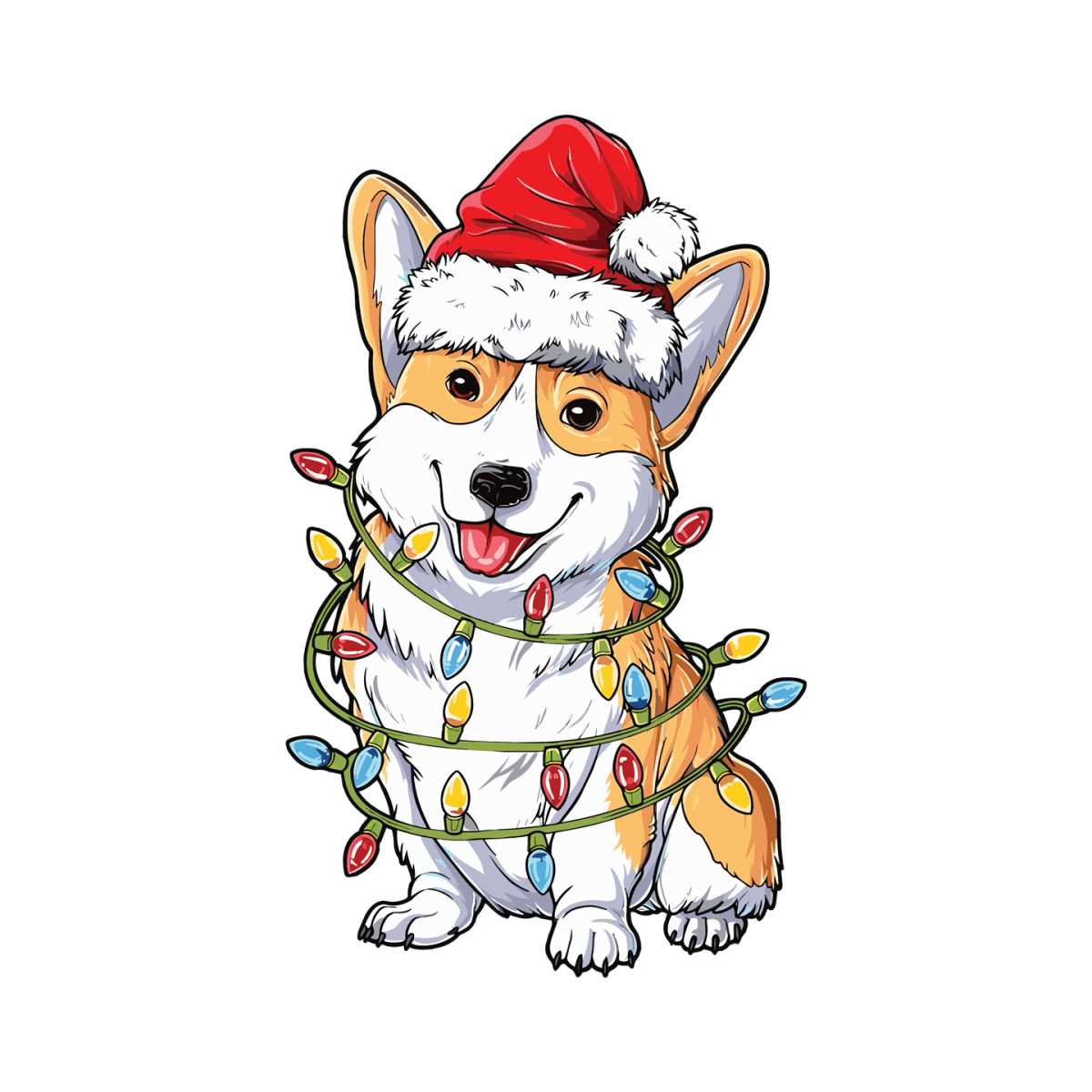 Cute Corgi Christmas Lights Santa Hat SVG Digital Cricut Fil - Inspire ...
