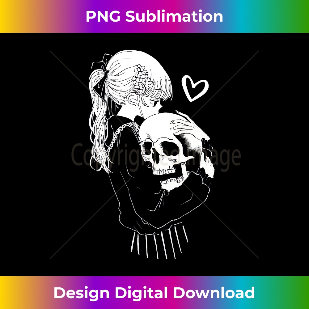 Creepy Cute Anime Schoolgirl Cuddles Skeleton Skull Dark Art - Inspire ...