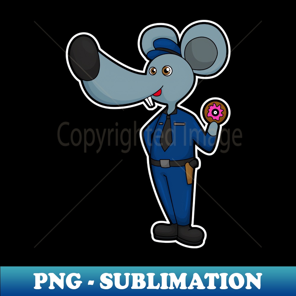 Mouse as Police officer with Donut - Stylish Sublimation Dig | Inspire ...