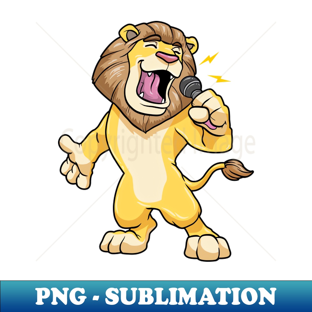 Lion as singer with a microphone - Modern Sublimation PNG Fi - Inspire ...
