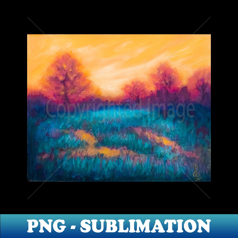 Pastel painting - twilight over swamp landscape - Exclusive | Inspire ...