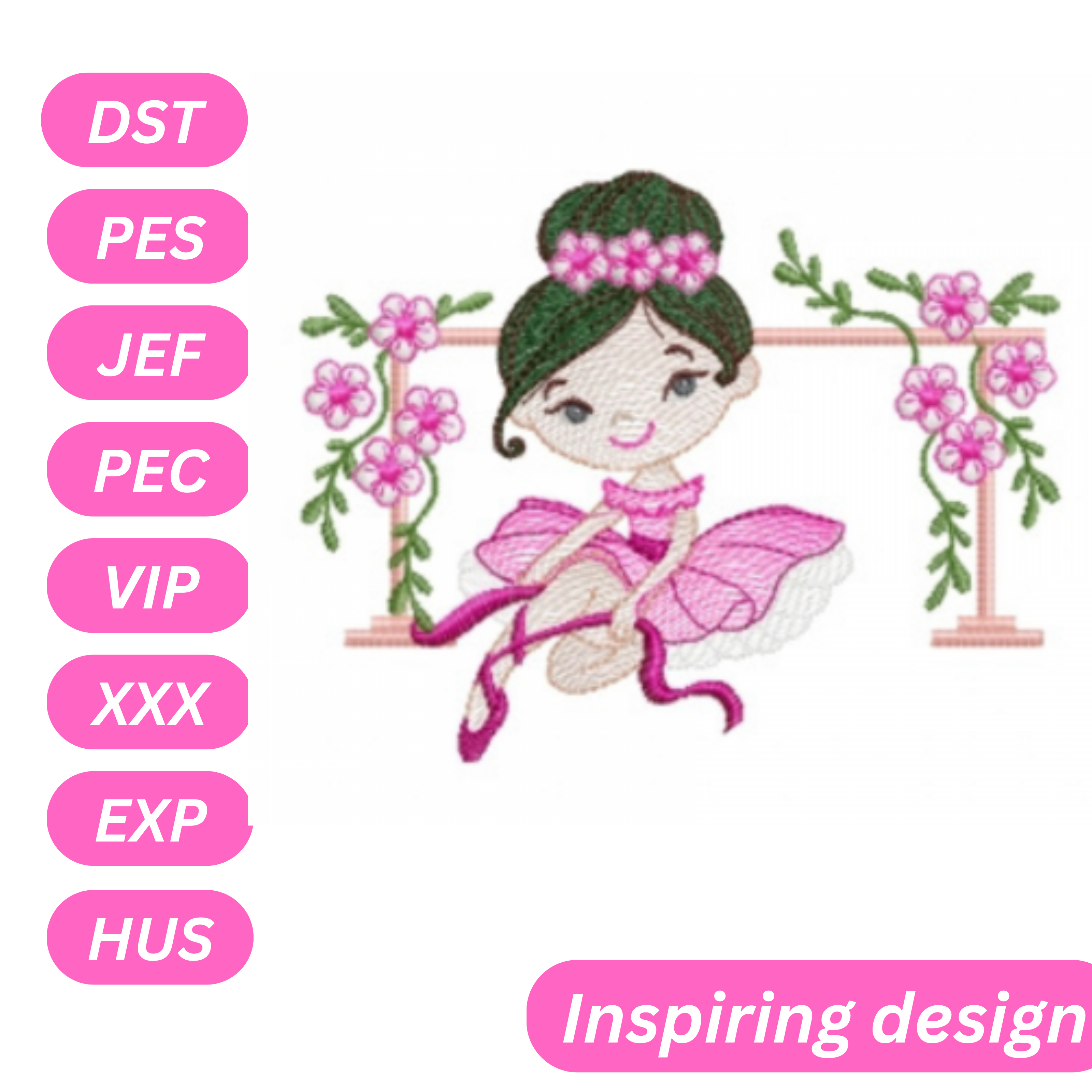 Ballet Dancer Girl Embroidery Design, Machine Embroidery Pat - Inspire ...