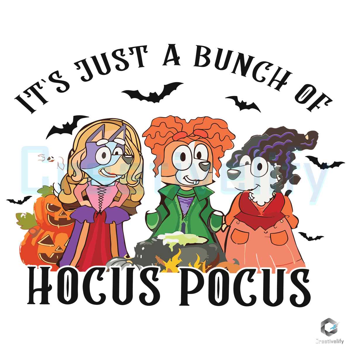 Free Bluey Hocus Pocus Family SVG Halloween Witch File - Inspire Uplift