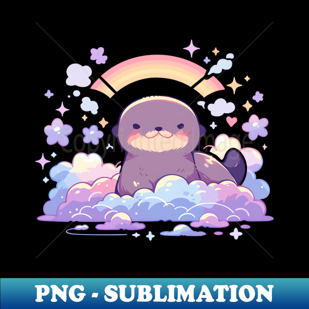 Cute Kawaii Rainbow Baby Sea Otter Pup - High-Resolution PNG | Inspire ...