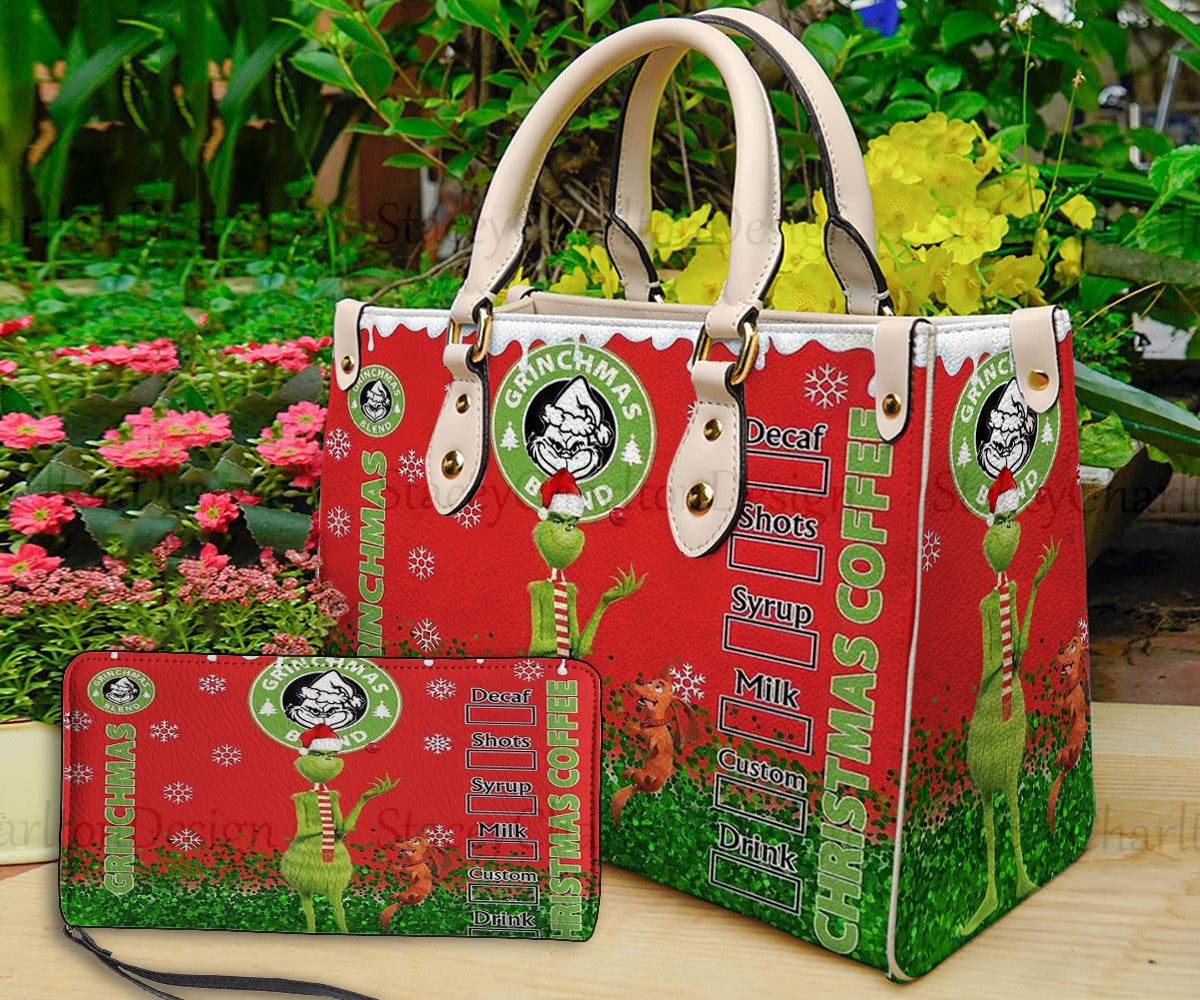 Grinch Christmas Leather Bag Wallet, Grinch Women Shoulder - Inspire Uplift