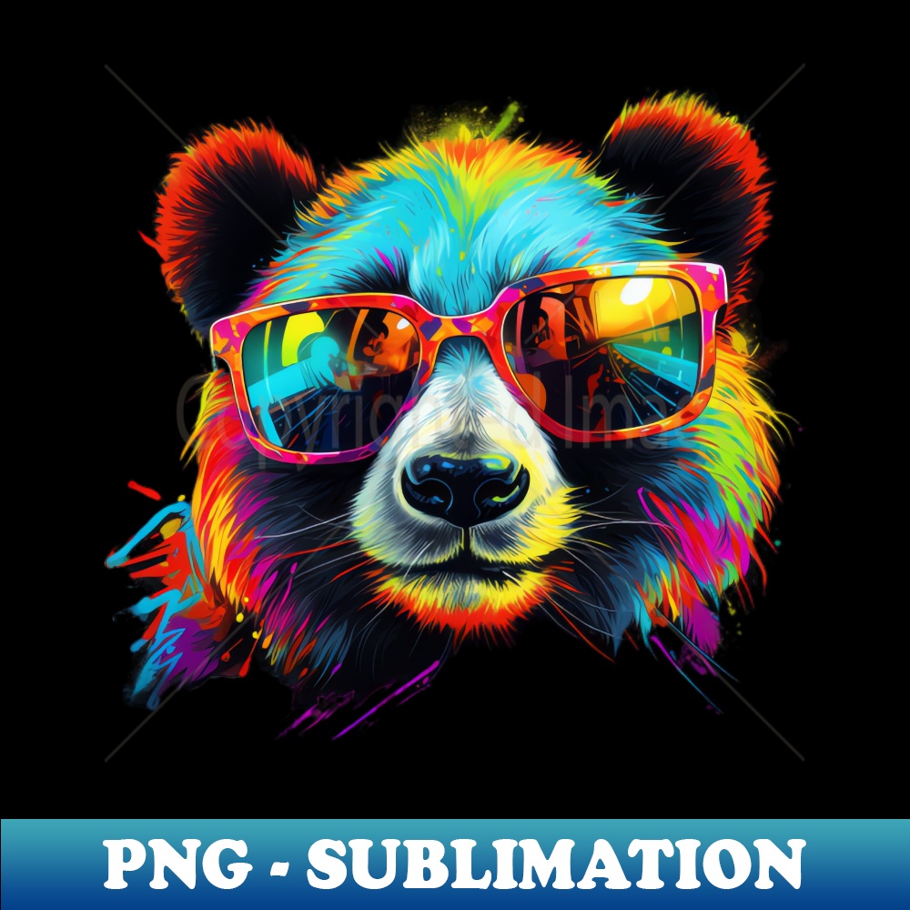 Neon Panda with sunglasses - PNG Transparent Sublimation Fil | Inspire ...