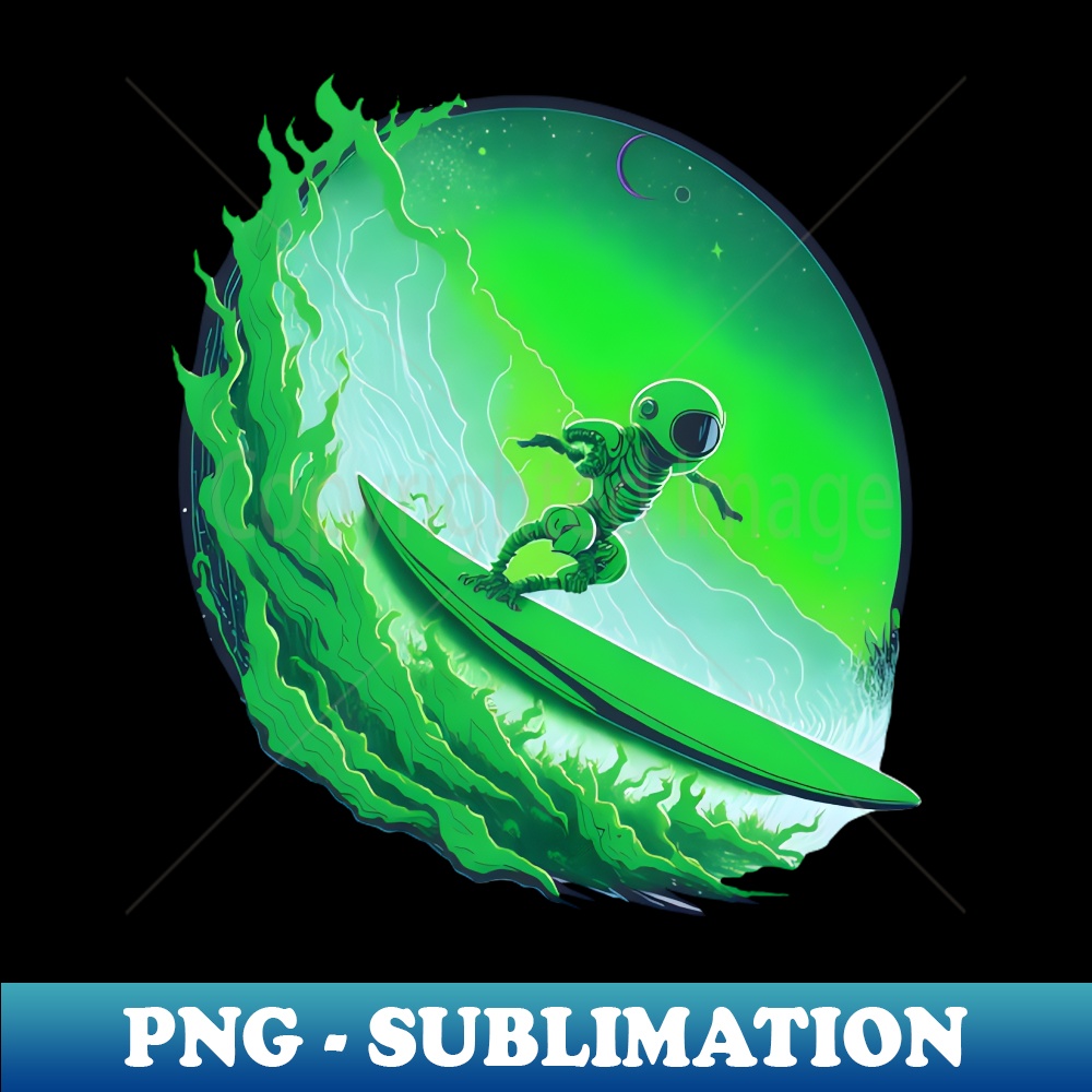Galactic Green Alien Surfer - PNG Transparent Sublimation De - Inspire ...