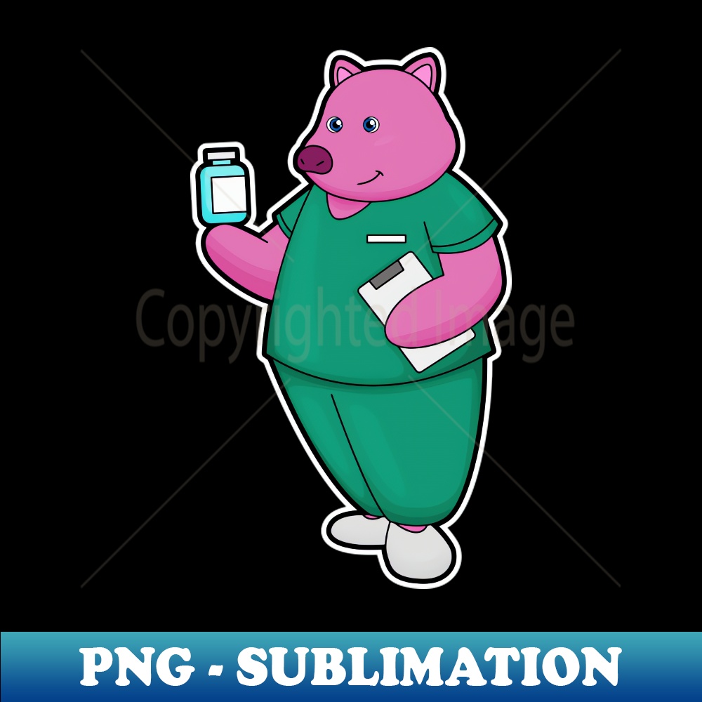 Pig as Nurse with Medicine - High-Resolution PNG Sublimation | Inspire ...