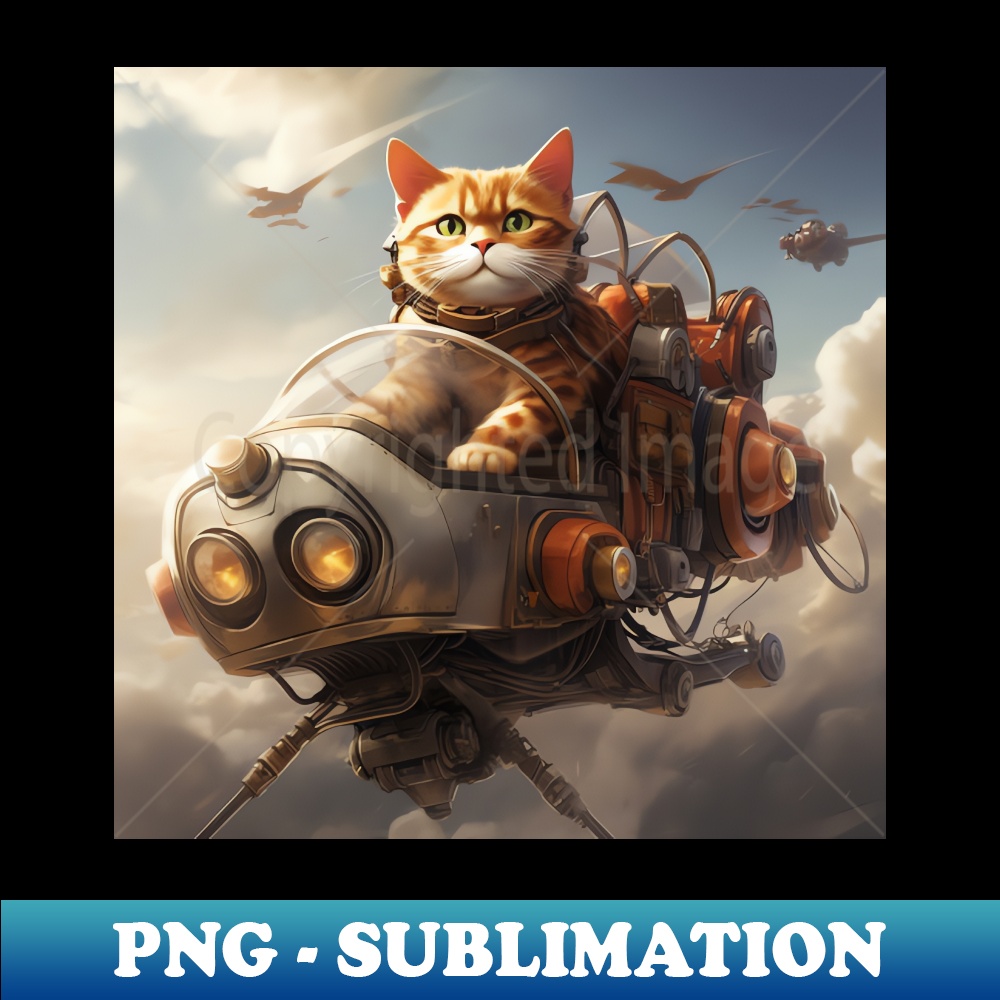 Orange Tabby Cat Kitty Kitten Riding Electric Flying Car Set | Inspire ...