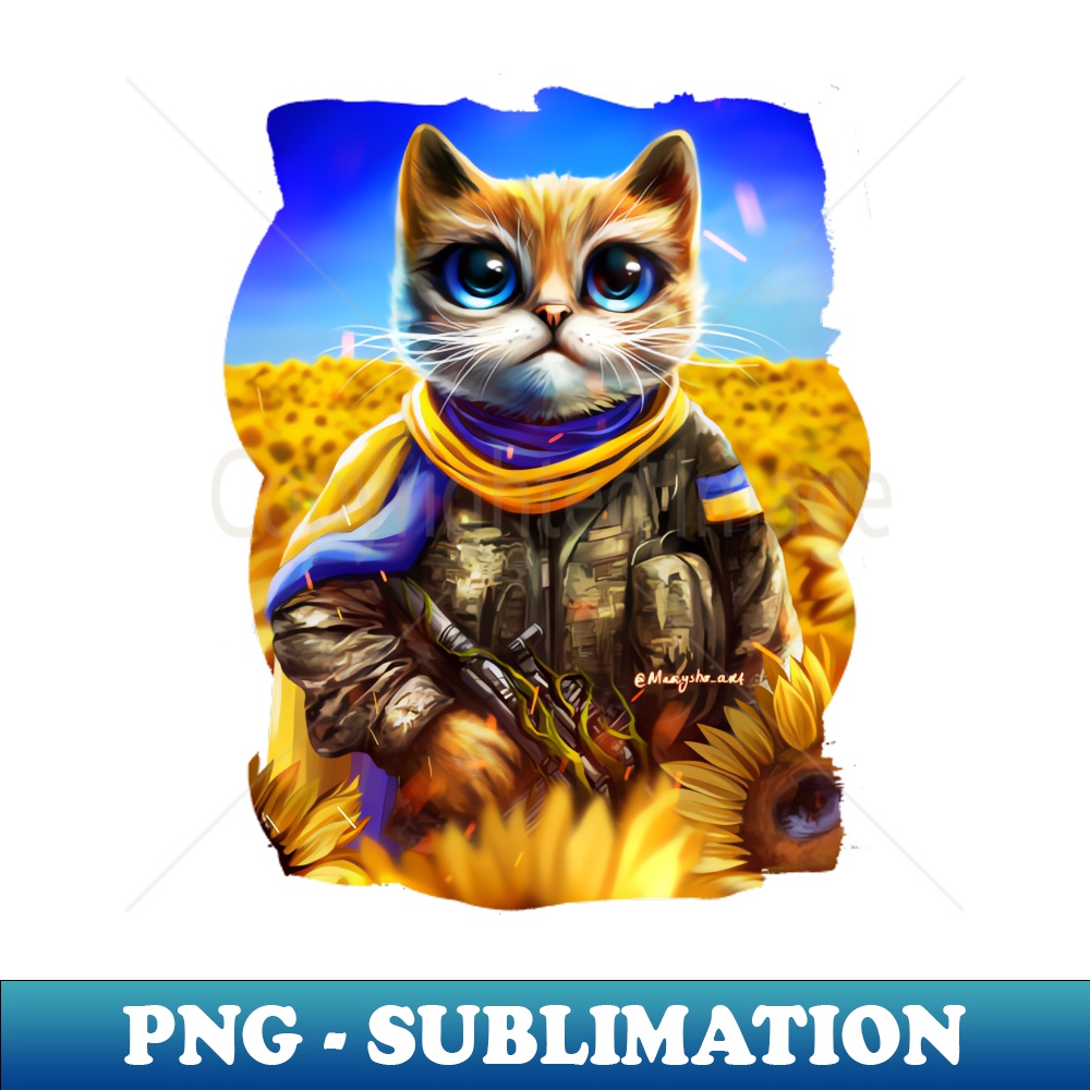 Ukrainian cat warrior in a field of sunflowers - High-Resolu | Inspire ...