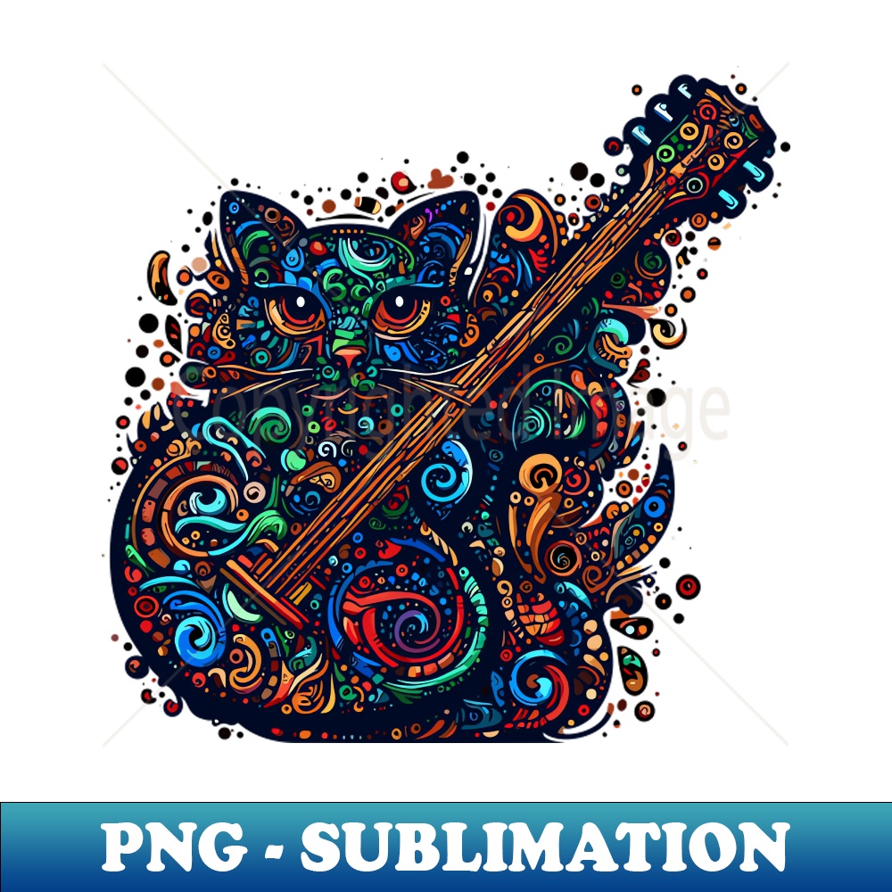 Guitar Cat - PNG Transparent Sublimation Design - Revolution - Inspire ...