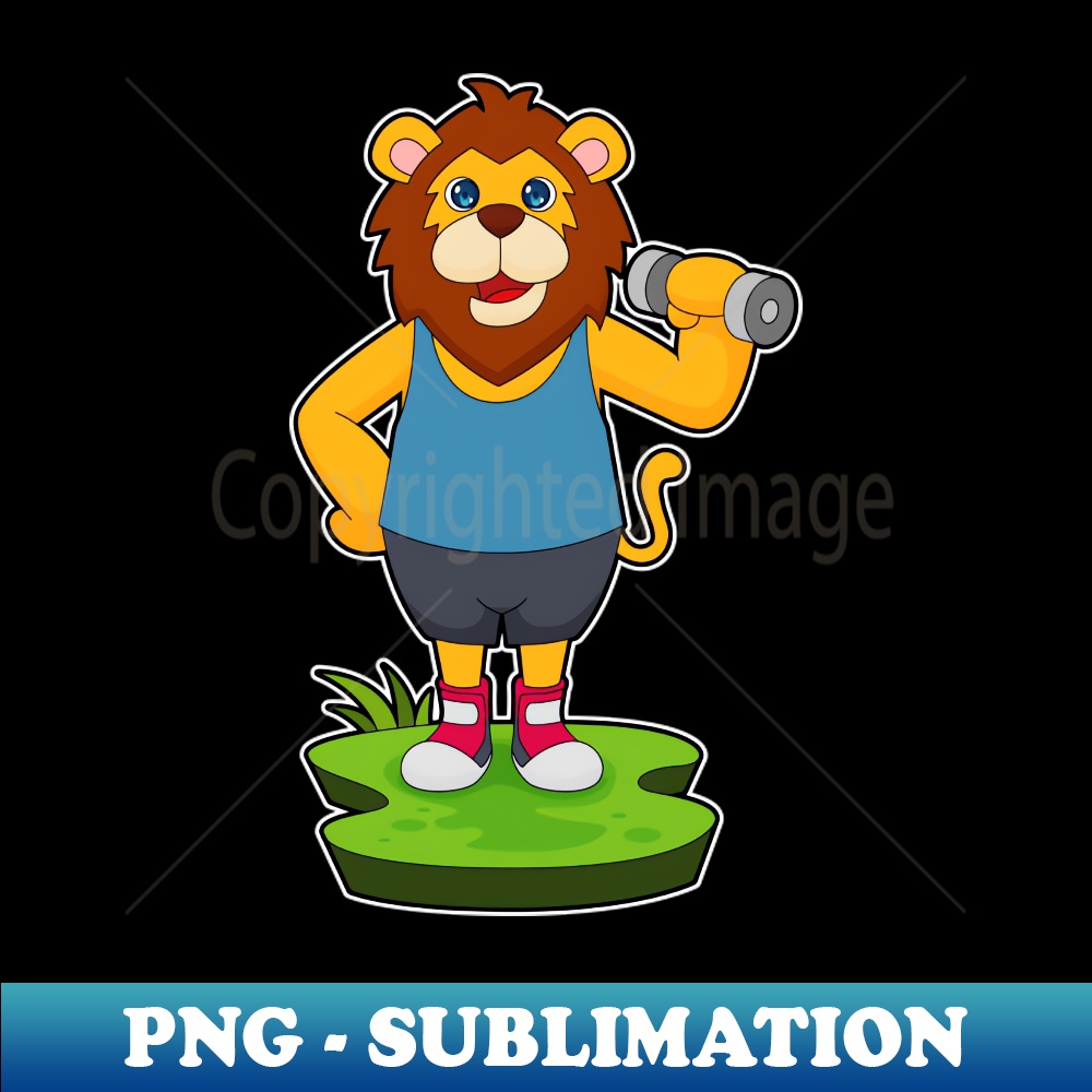 Lion Bodybuilder Dumbbell - PNG Transparent Digital Download - Inspire ...