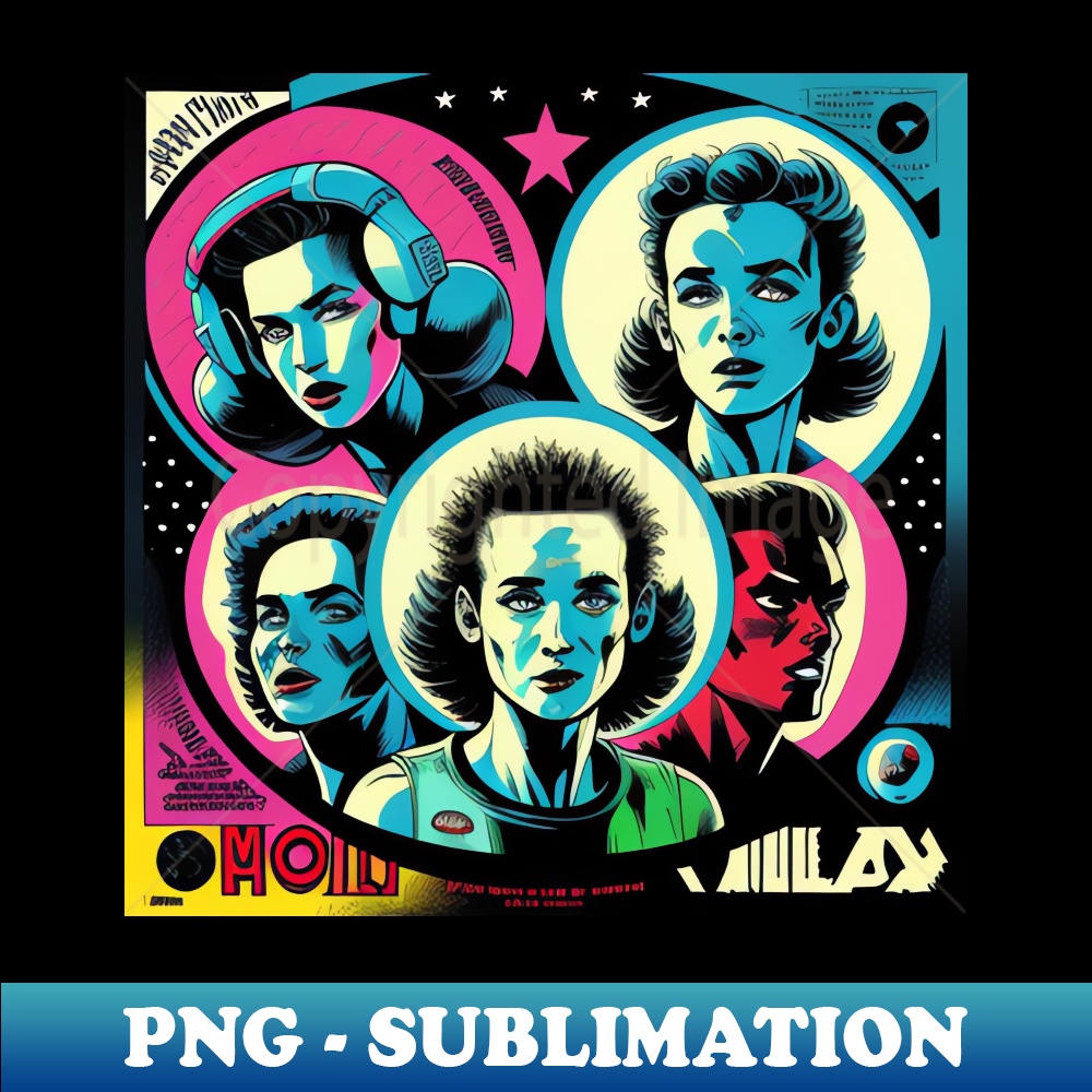 Retro Futurism 1980s Astronauts vs Aliens - PNG Sublimation | Inspire ...