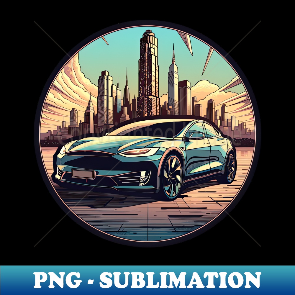 Tesla Model S inspired car in front of a vintage empire city | Inspire ...