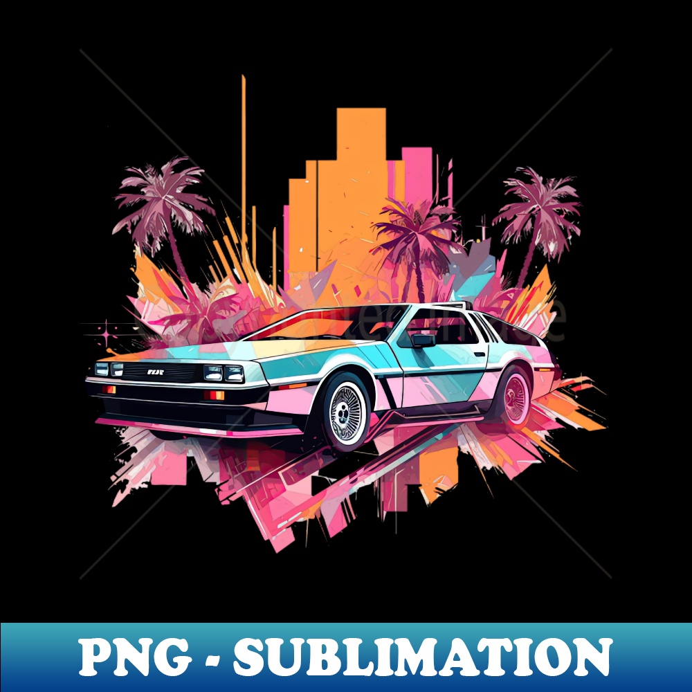 Modern DeLorean inspired car color mix city skyline - Vintag | Inspire ...