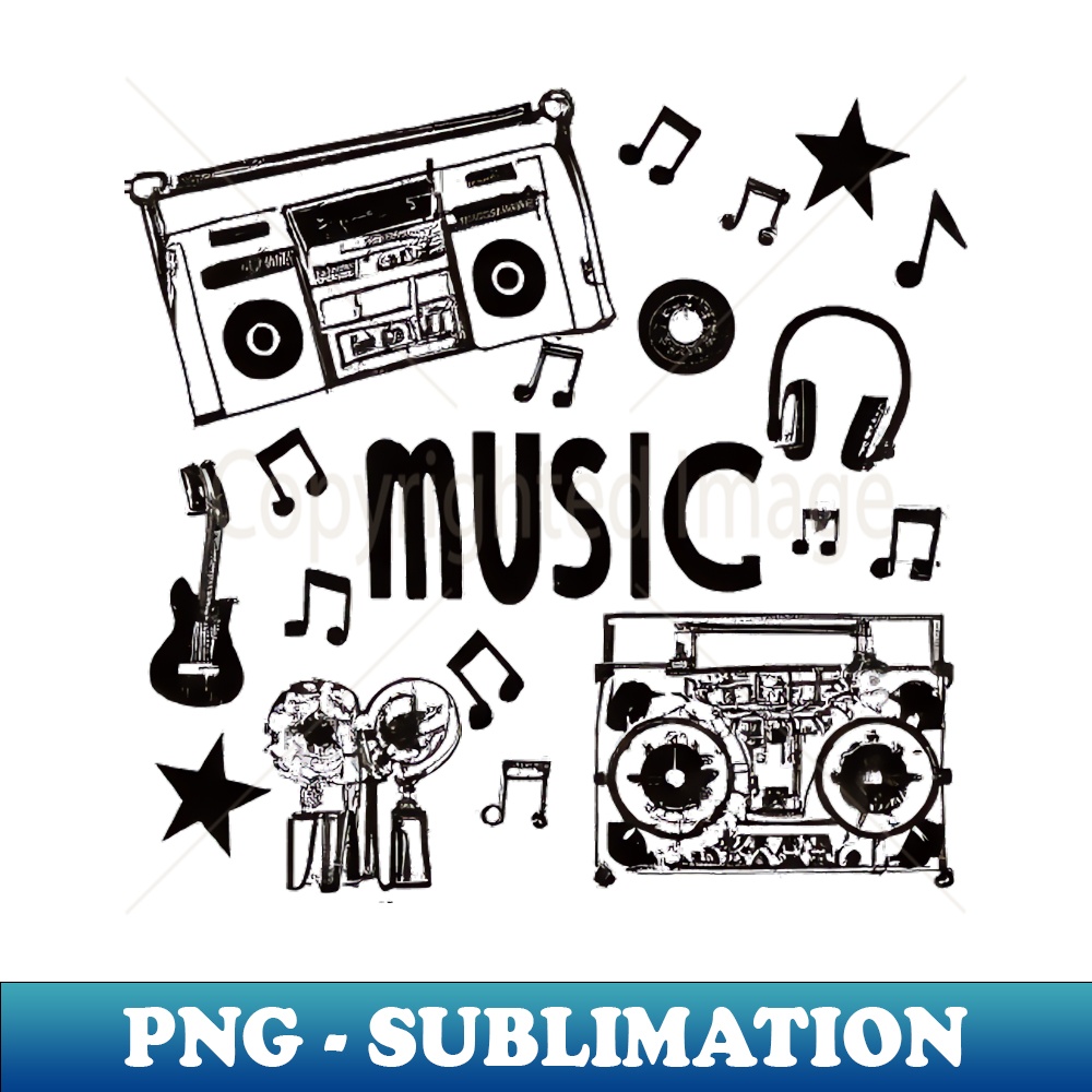 Retro music - High-Resolution PNG Sublimation File - Revolut - Inspire ...