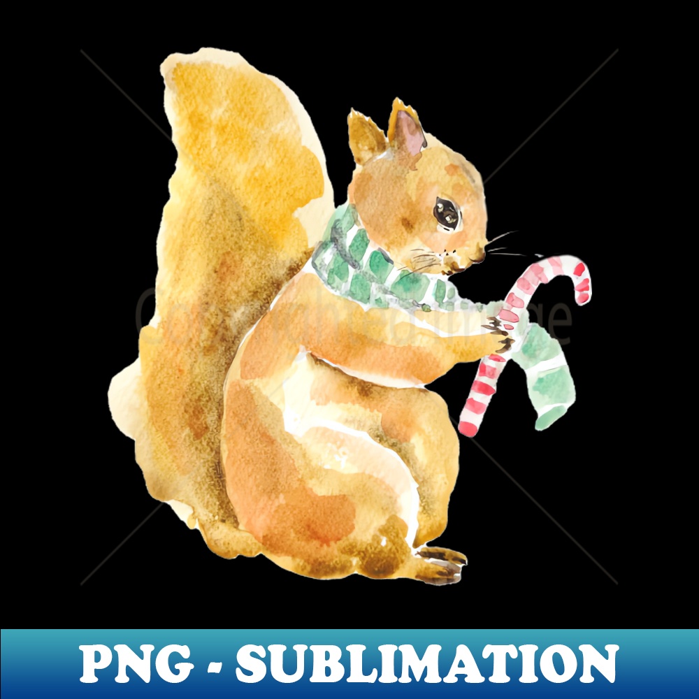 Squirrel with candy stick Christmas watercolor - Instant Sub - Inspire ...