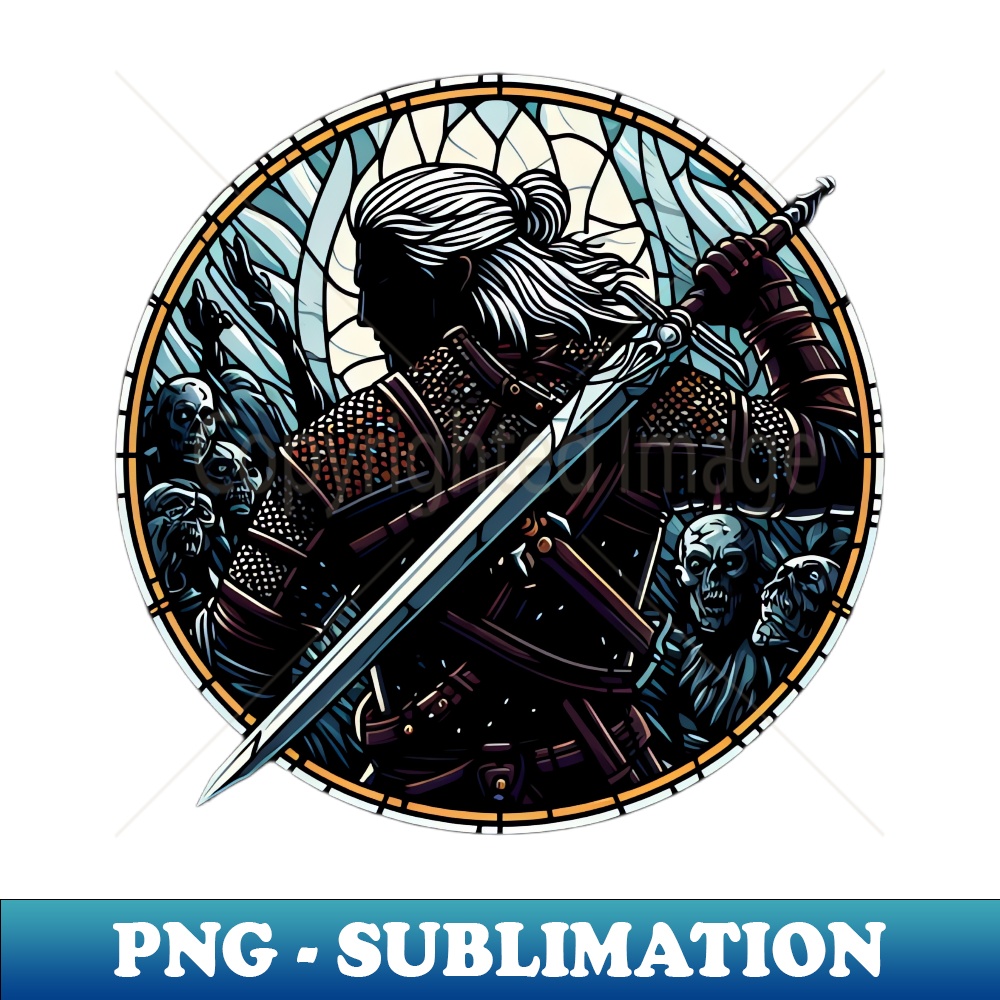 Stained Glass Monster Slayer Fights Undead - Dark Fantasy - | Inspire ...