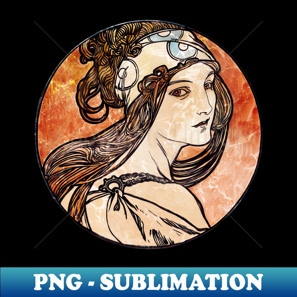 Pretty Art Nouveau Girl - Trendy Sublimation Digital Downloa | Inspire ...