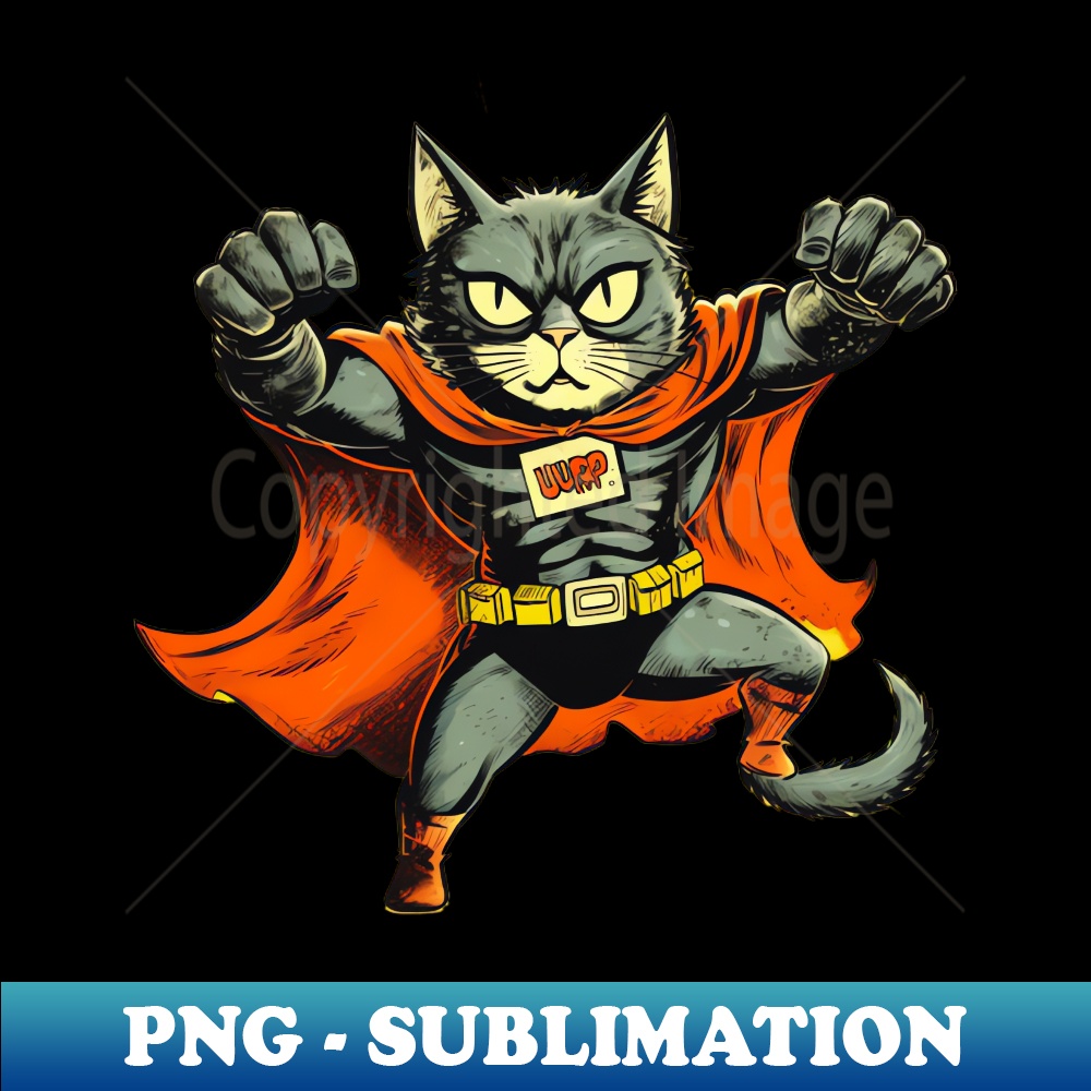 Superhero Cat Funny Cartoon Vintage Cat Superhero Drawing - | Inspire ...