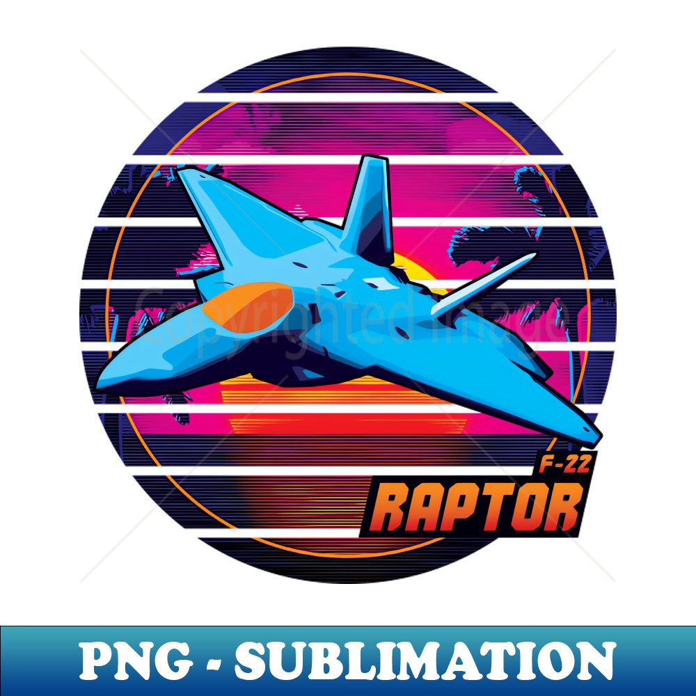 Neon Retro F-22 Raptor - PNG Transparent Sublimation Design - Inspire ...