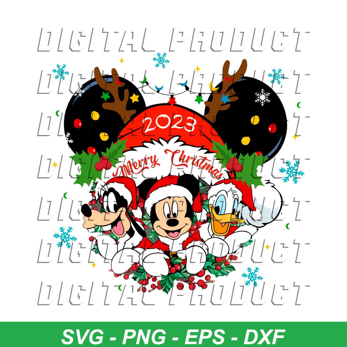 Mickey Donald Goofy Merry Christmas 2023 SVG Download - Inspire Uplift