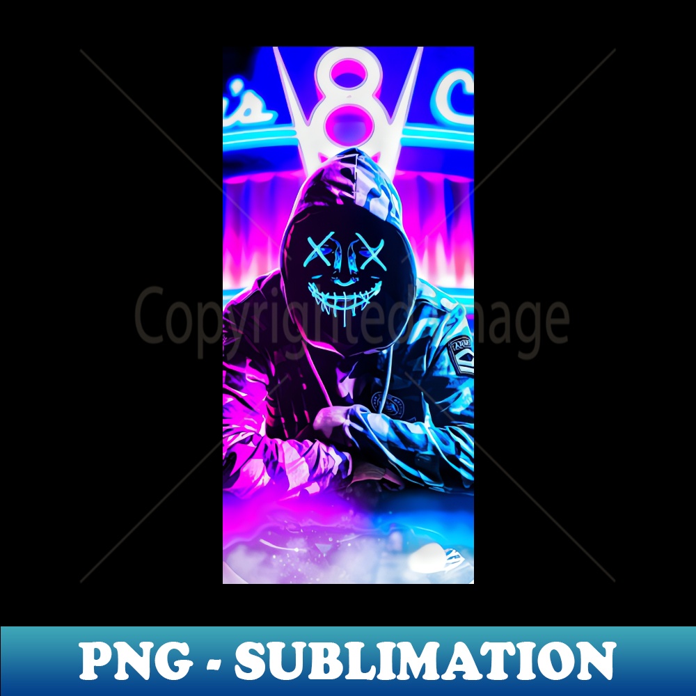 Neon Mask Face Artwork - Retro PNG Sublimation Digital Downl | Inspire ...