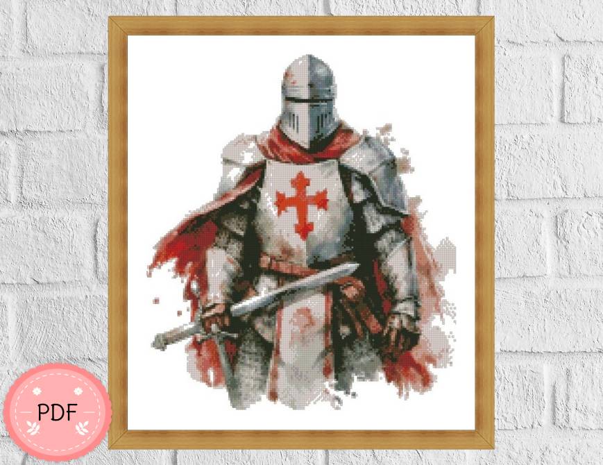 Cross Stitch Pattern,Medieval Knight Templar, Pdf Instant Do - Inspire ...