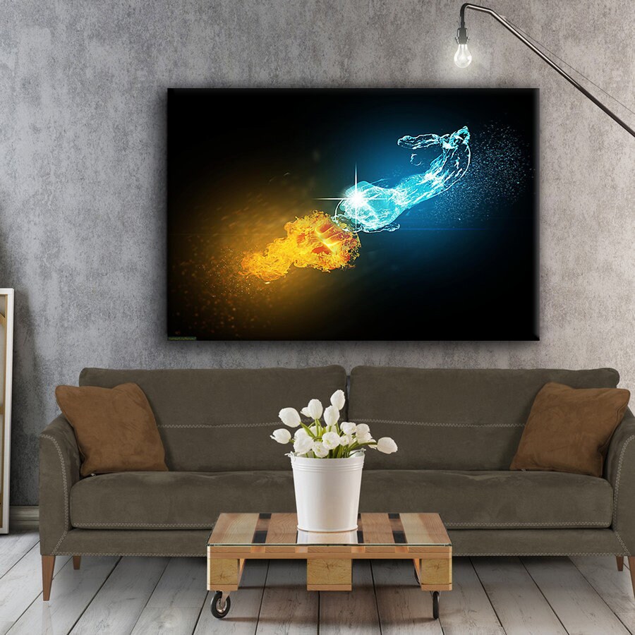 War Of Water And Fire Canvas Painting, Wall Art Canvas, Canv | Inspire ...