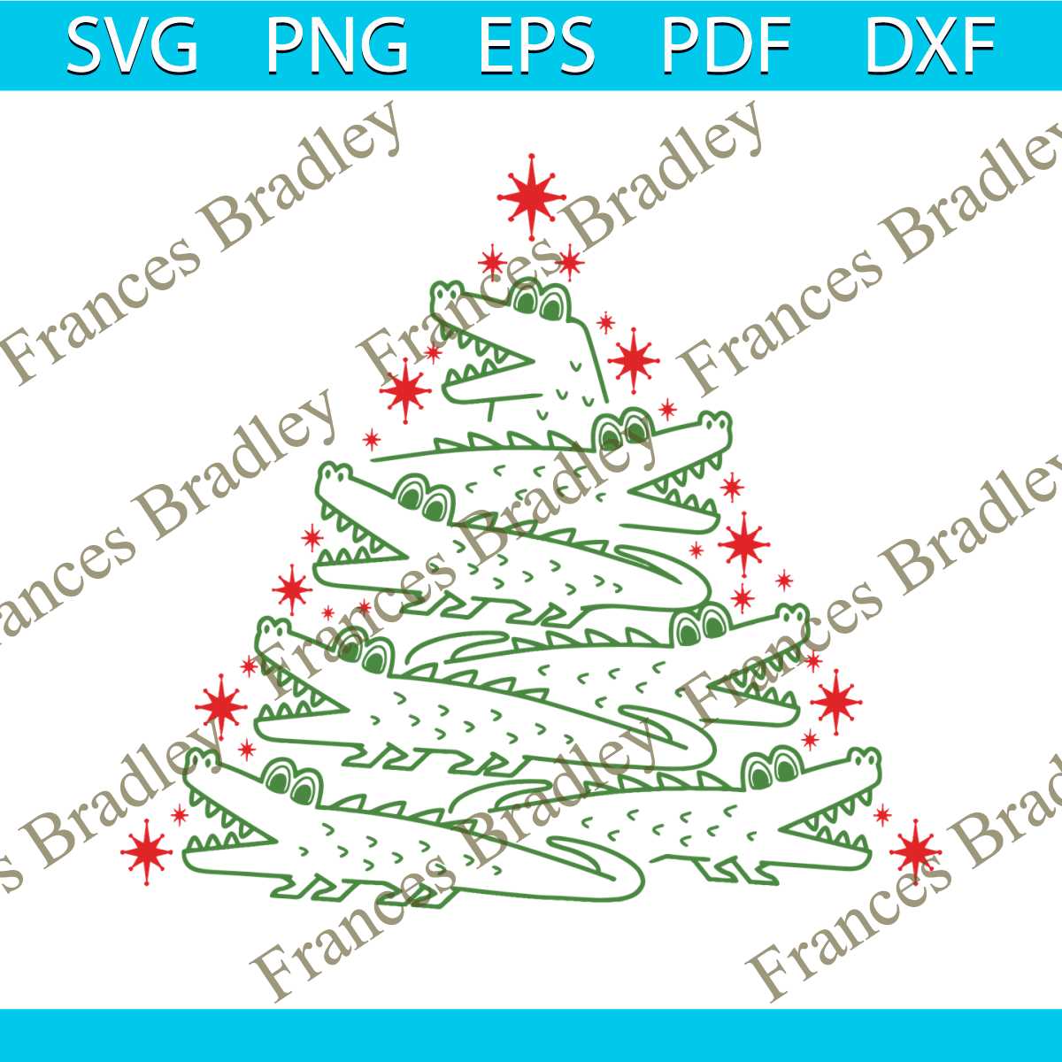 Funny Christmas Tree Crocodile SVG Cutting Digital File | Inspire Uplift