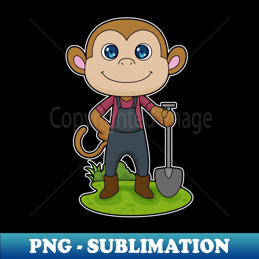 Monkey Farmer Shovel - Instant PNG Sublimation Download - De | Inspire ...