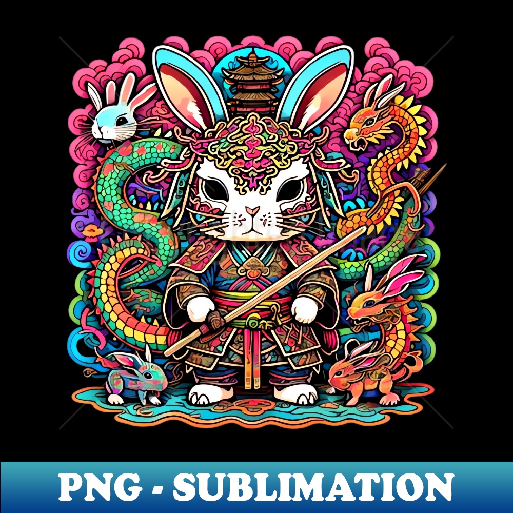 Rabbit Warrior and Chinese Dragons - PNG Transparent Digital - Inspire ...