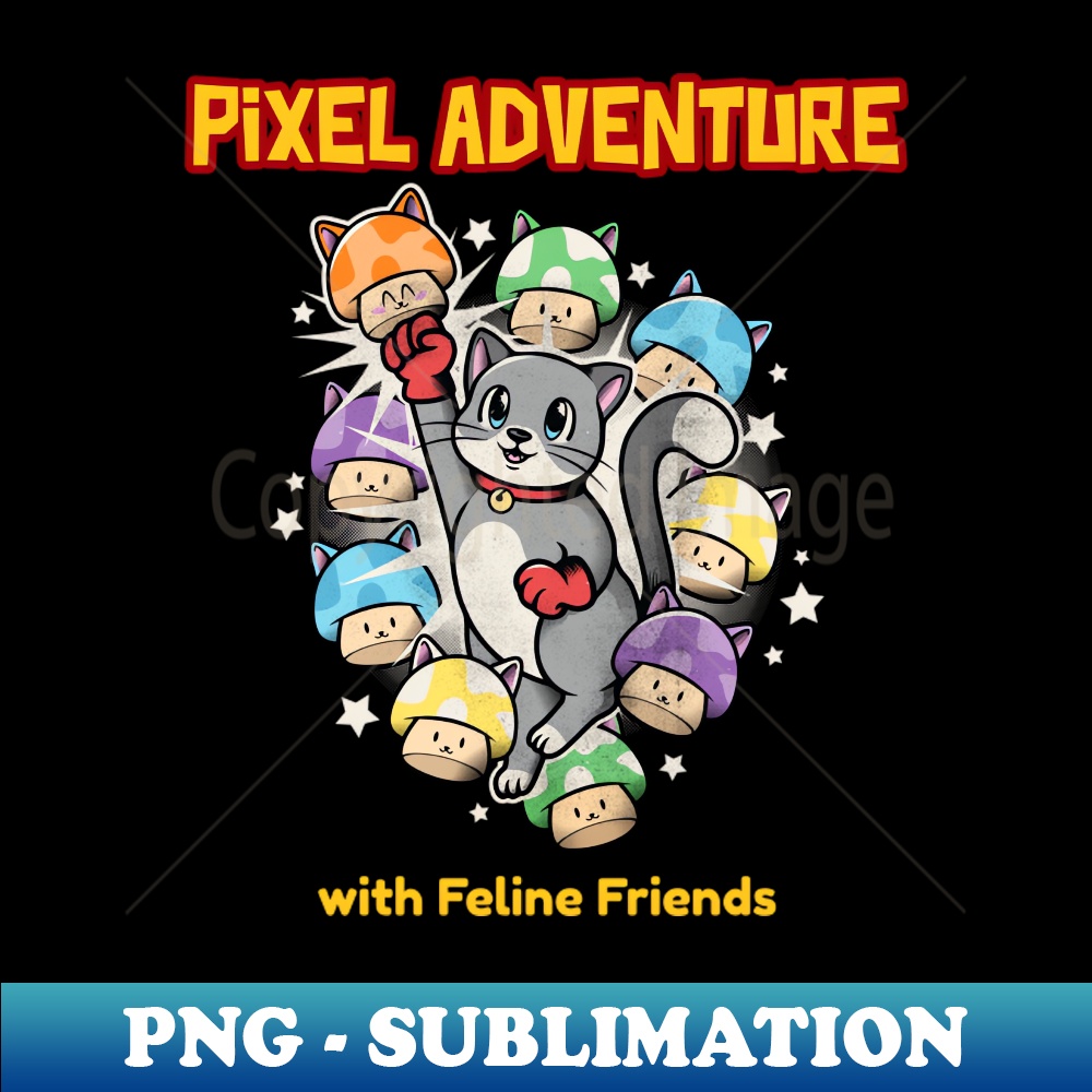 Pixel Adventures with Feline Friends - PNG Transparent Digit - Inspire Uplift