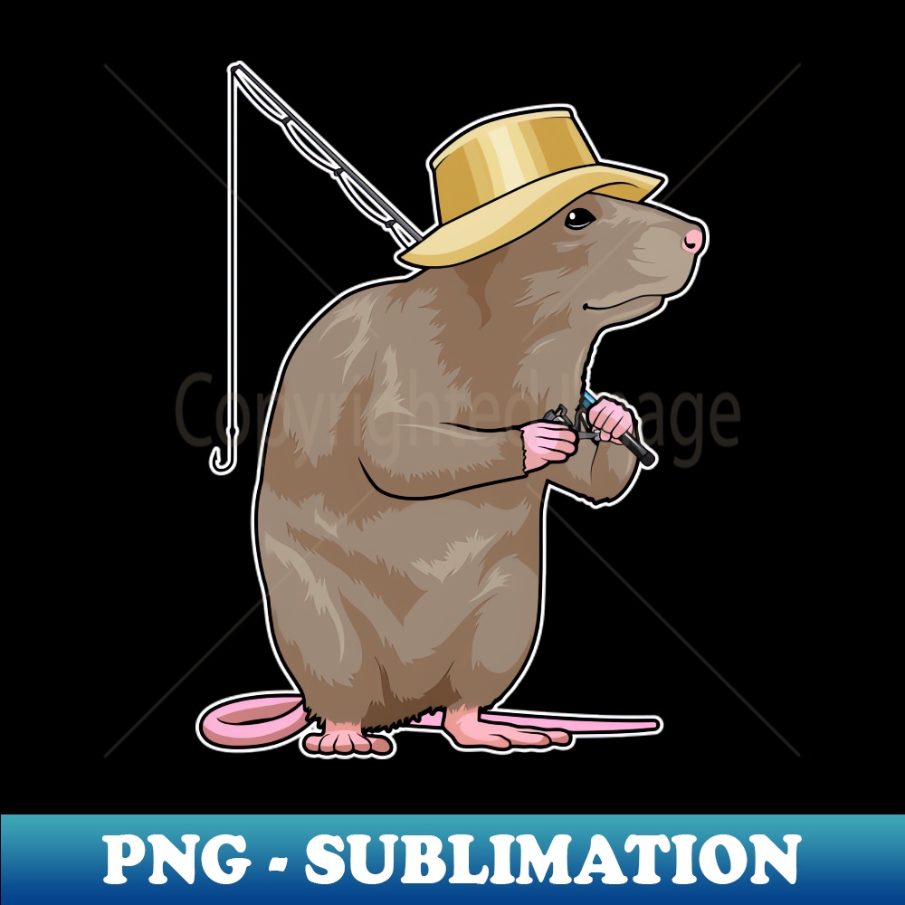 Rat at Fishing with Fishing rod - PNG Transparent Sublimatio | Inspire ...