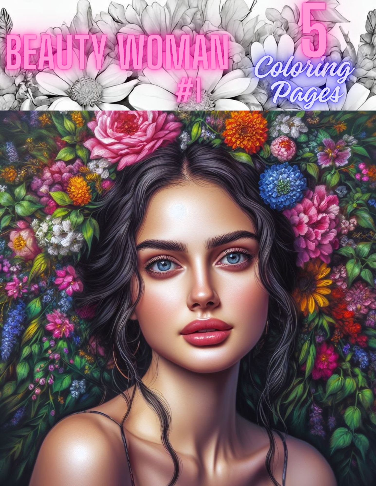 Coloring Book Woman with Flower Crown,Easy Coloring Pages,Ad | Inspire ...