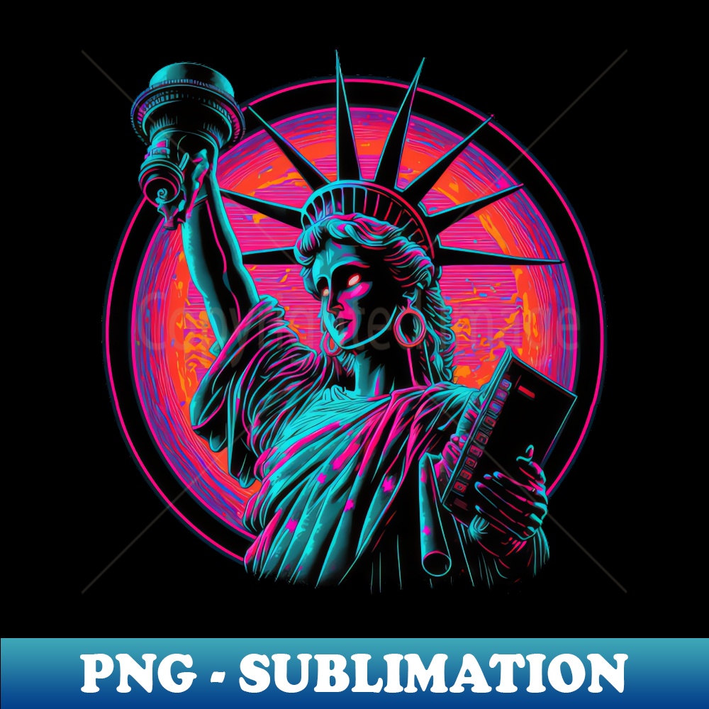 Synthwave 80s neon Statue of Liberty - Modern Sublimation PN | Inspire ...